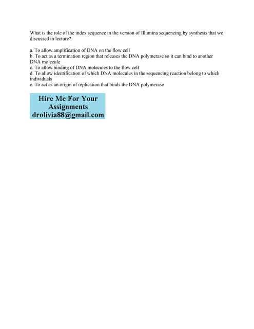 What Is The Role Of The Index Sequence In The Version Of Illumina Sequpdf
