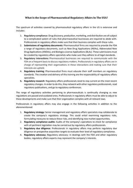 PHARMA REGULATORY AFFAIRS: ROLES & RESPONSIBILITIES | PPTX ...