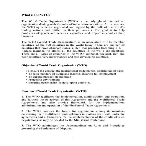 What is the wto | DOC | Economy | Business and Finance