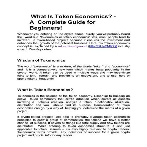 What is token economics | PDF