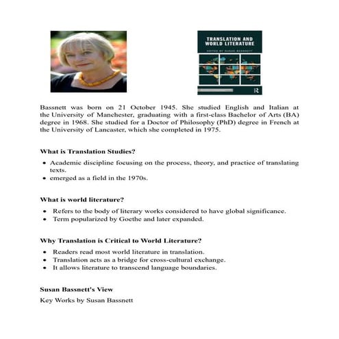 World Literature , Susan Bassnett's View | PDF