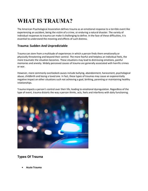 Psychological Impact of Trauma in disast | PPT