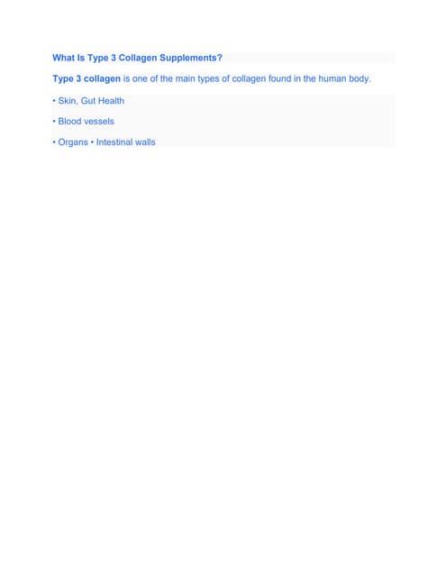 Benefits of Type 3 Collagen Supplements USA | PDF