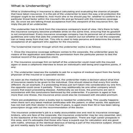 What is Underwriting? | PDF