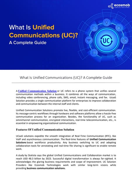 How Unified Communication is Revolutionising Remote Work | PDF