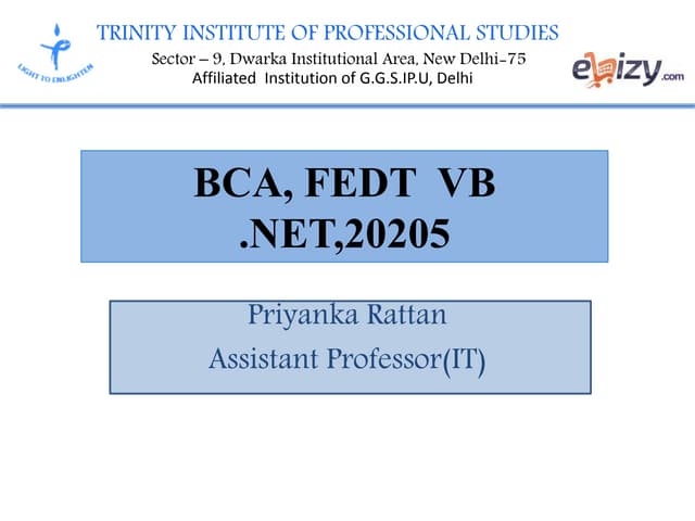 FEDT and VB .NET FEDT and VB .NET