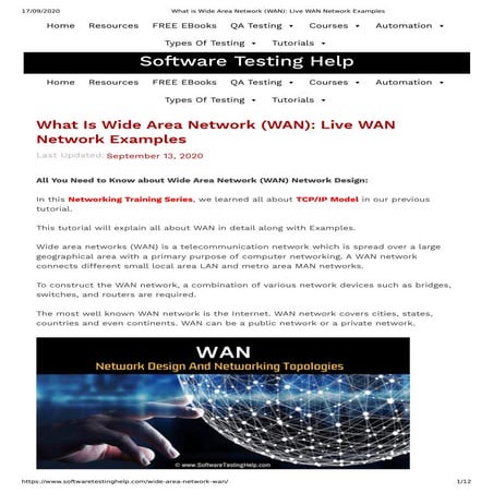 What Is Wide Area Network (WAN): Live WAN Network Examples : Notes | PDF
