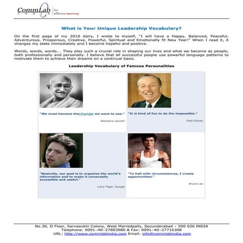 What is your unique leadership vocabulary? | PDF