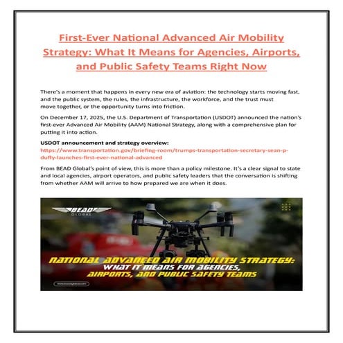 First-Ever National Advanced Air Mobility Strategy: What It Means for ...