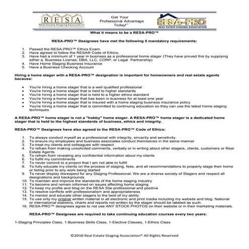 What It Means To Be A Resa Pro | PDF