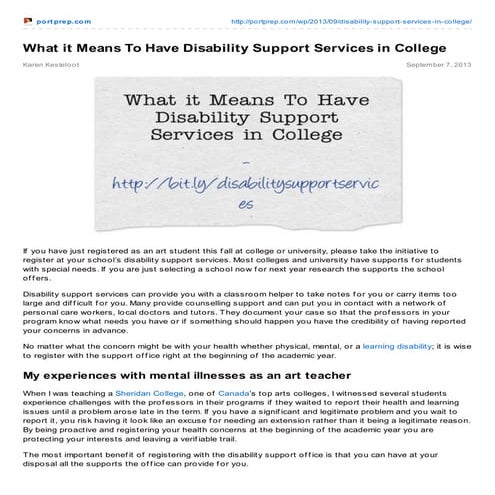 What it Means To Have Disability Support Services in College | PDF