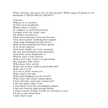 What literary devices are in this poem What type of poem is it (ba.docx