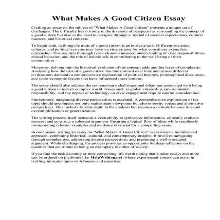What Makes A Good Citizen Essay. ️ Citizenship essay sample. A Good ...