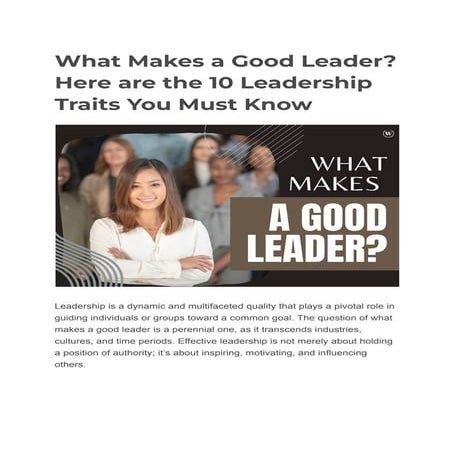Qualities Of Good Leadership | PPTX