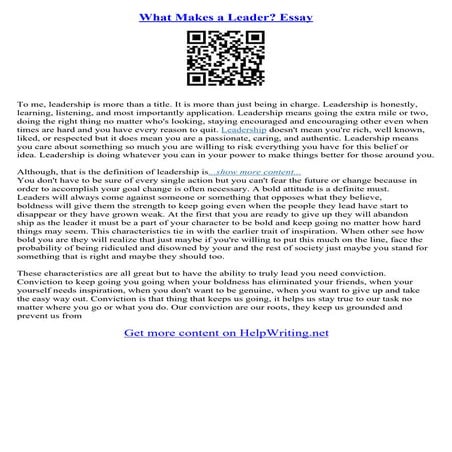 What Makes A Good Leader Essay | PDF