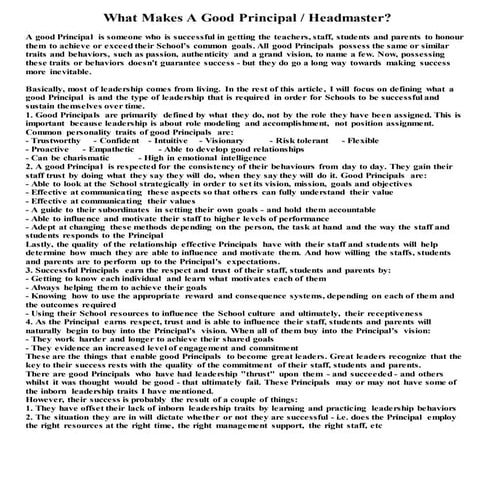 What makes a good principal | DOCX