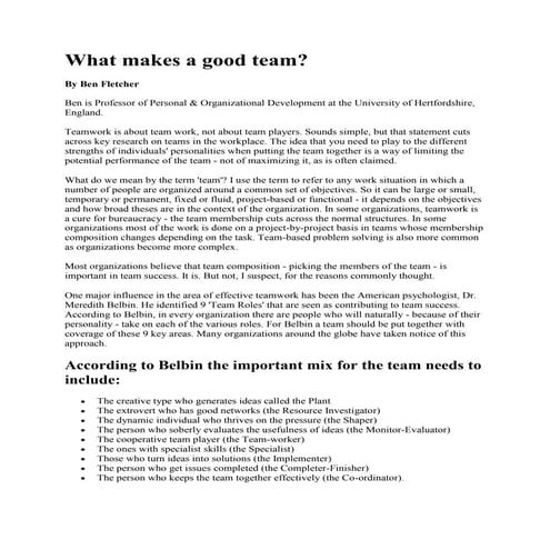 What Makes A Good Team | DOCX