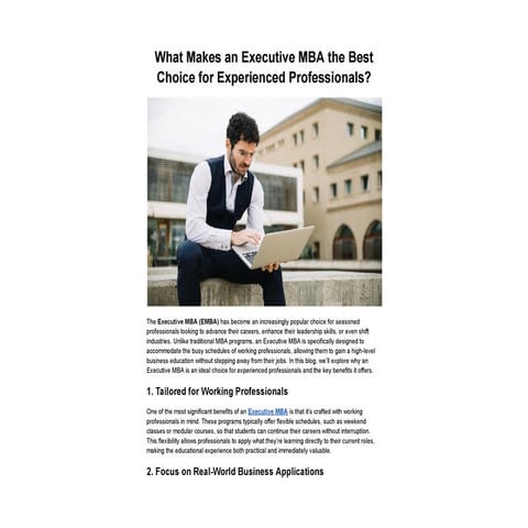 What Makes an Executive MBA the Best Choice for Experienced ...