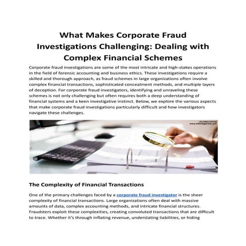 What Makes Corporate Fraud Investigations Challenging: Dealing with ...