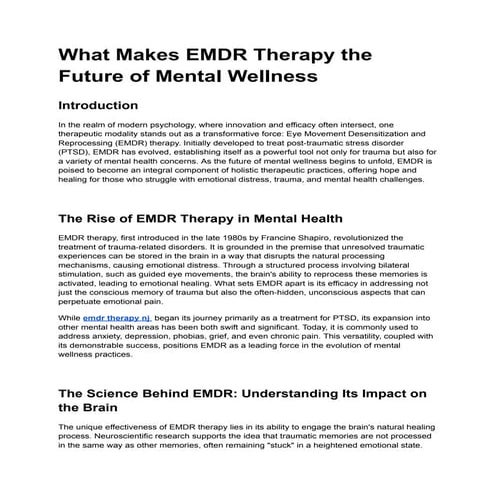 EMDR Workshops | EMDR Works | PDF