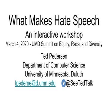 What Makes Hate Speech : an interactive workshop | PPTX