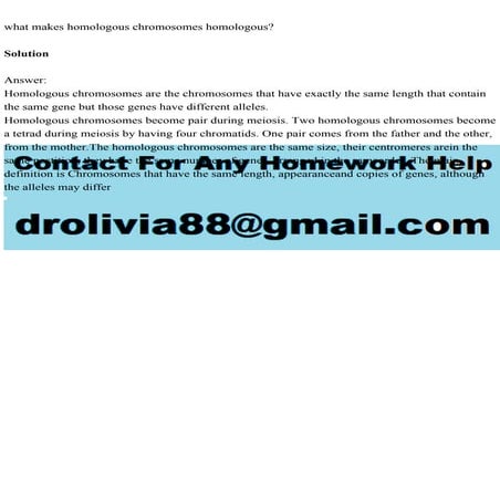 what makes homologous chromosomes homologousSolutionAnswer.pdf