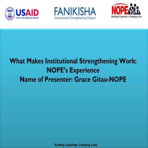 What Makes Institutional Strengthening Work: NOPE’s Experience | PPT