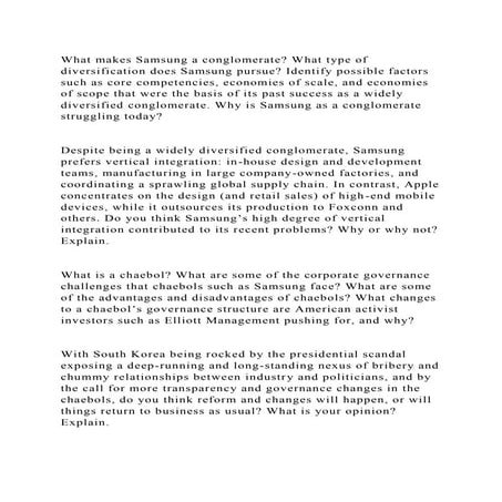 What makes Samsung a conglomerate What type of diversification does.docx