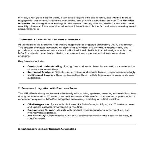 What Makes the Meridian MBotPro the Ultimate AI Chat Solution? | PDF