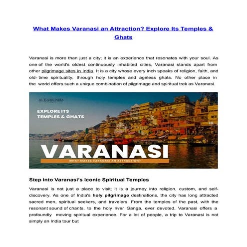 What Makes Varanasi an Attraction? Explore Its Temples & Ghats | PPT