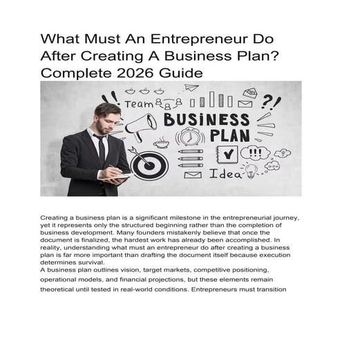 Entrepreneur Next Steps After Business Planning Guide | DOCX