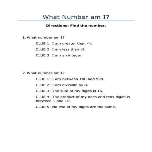 What number am i | PDF