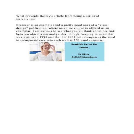 What prevents Bosleys article from being a series of stereotypes.docx