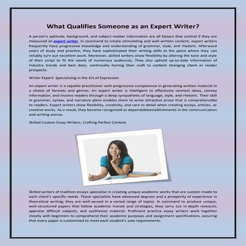 What Qualifies Someone as an Expert Writer? | PDF