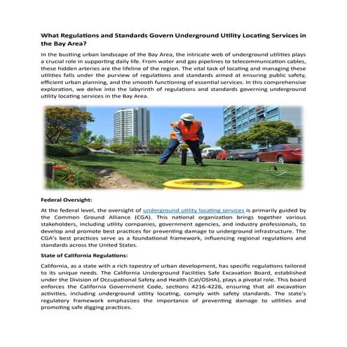 What regulations and standards govern underground utility locating ...