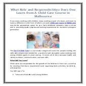 What role and responsibilities does one learn from a child care course ...