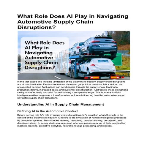 What Role Does AI Play in Navigating Automotive Supply Chain ...