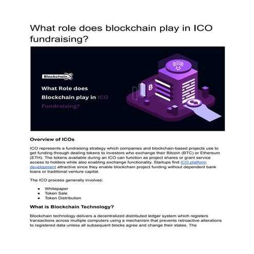 What role does blockchain play in ICO fundraising | PDF