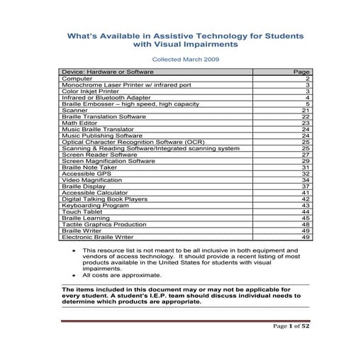What's Available in Assistive Technology for Students with ... | PDF