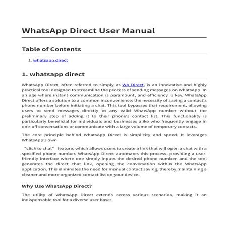 whatsapp direct user manual of Wappdirect pro | PDF