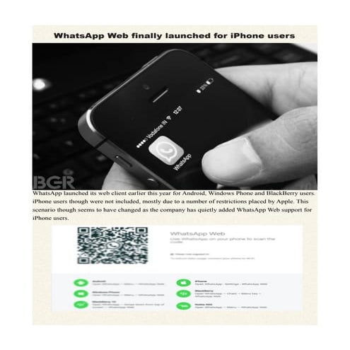 WhatsApp Web finally launched for iPhone users | Latest WhatsApp News | PDF