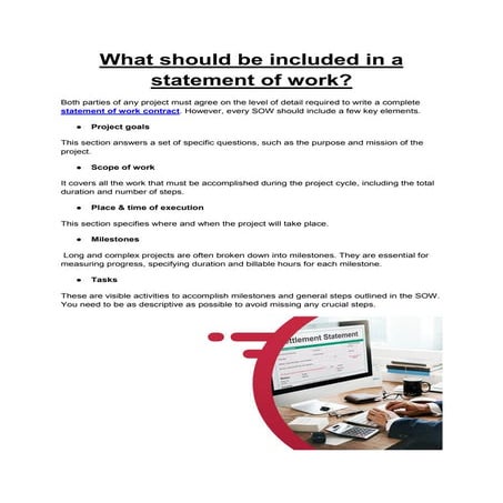 What should be included in a statement of work | PDF