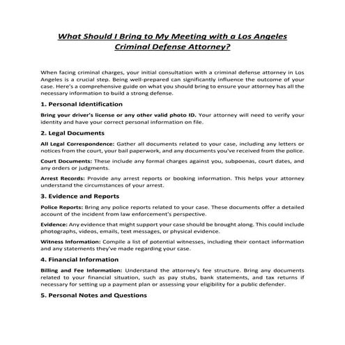 What Should I Bring to My Meeting with a Los Angeles Criminal Defense ...