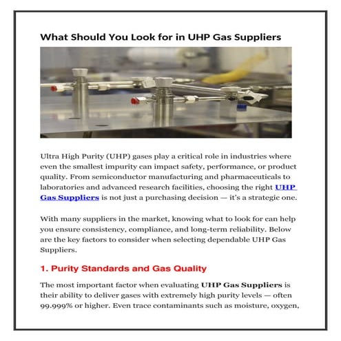 What Should You Look for in UHP Gas Suppliers.docx