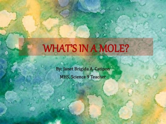 Mole Concept Pptx Grade 9 Second Quarter Ppt