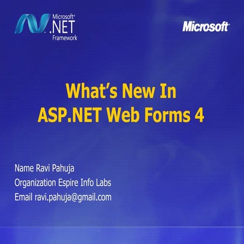 Whats New In Aspnet Web Forms 4 Ppt 7026