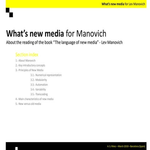 What’s new media for lev manovich | PDF