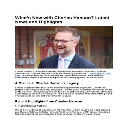The Collector Charles Hanson Latest News | DOCX