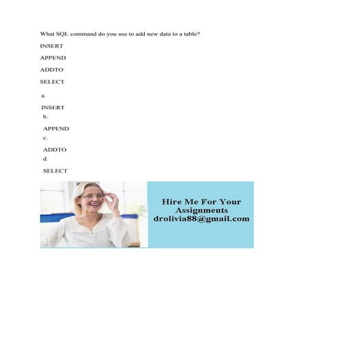 What Sql Command Do You Use To Add New Data To A Table Insert Appendpdf