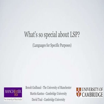 What's so special about LSP? (Languages for Specific Purposes) | PPTX